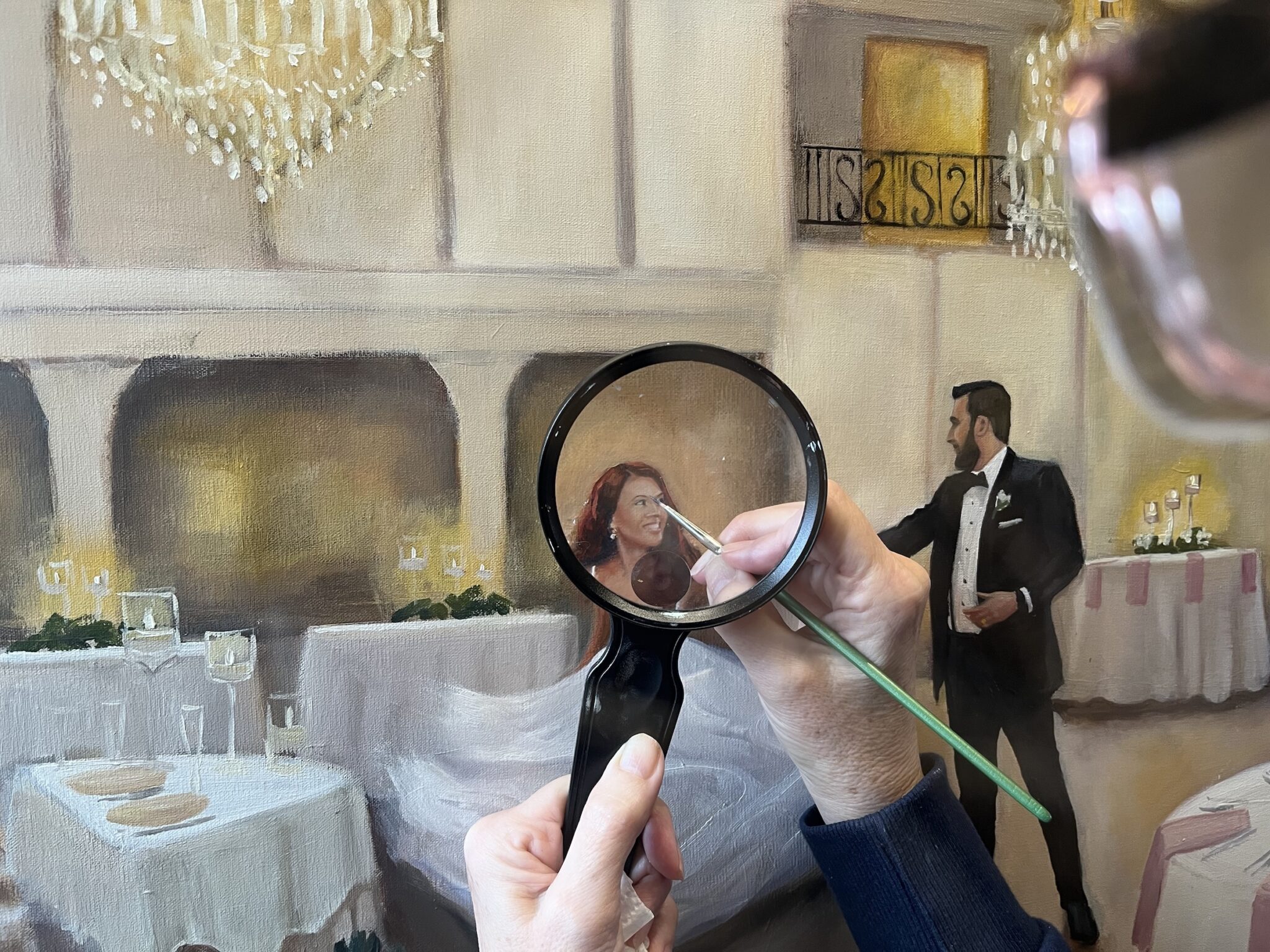 Painting a Romantic First Dance -Live Wedding Painting - Linda S Marino Art