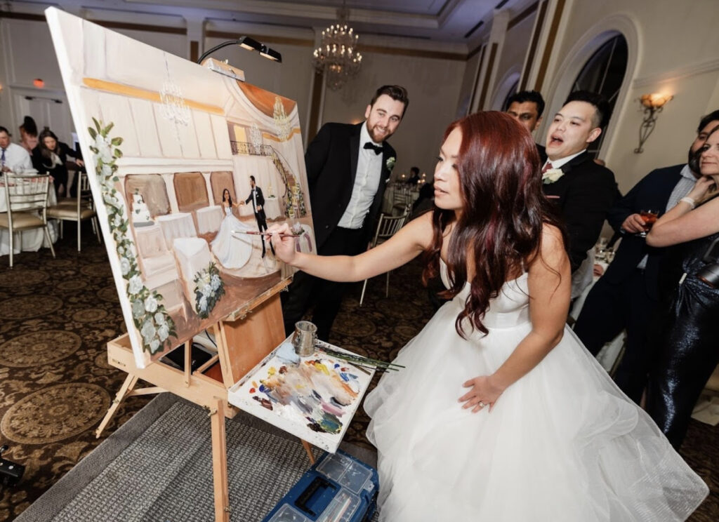 Painting a Romantic First Dance -Live Wedding Painting - Linda S Marino Art